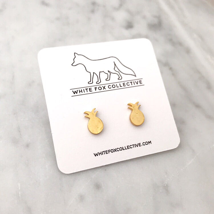 Pineapple Earrings - Gold – White Fox Collective